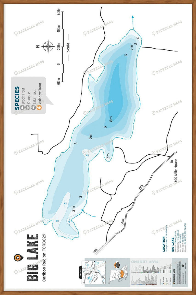 FCRBC29 Big Lake - 100 Mile Area - Wall Map – Backroad Maps