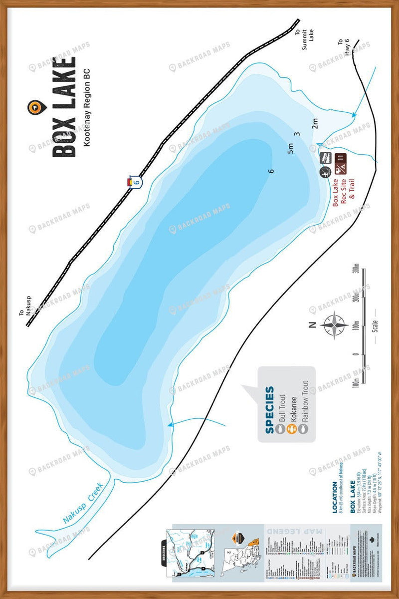FKRBC33 Box Lake - Wall Map – Backroad Maps