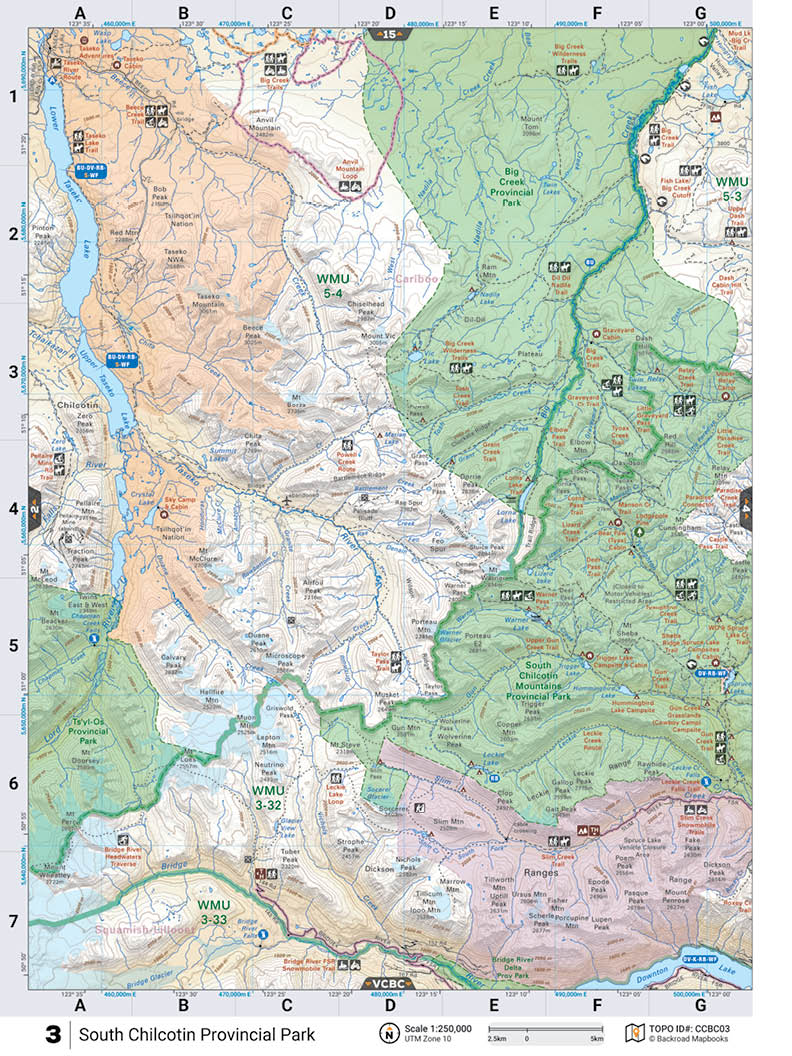 CCBC03 Wall Map - South Chilcotin Prov Park – Backroad Maps