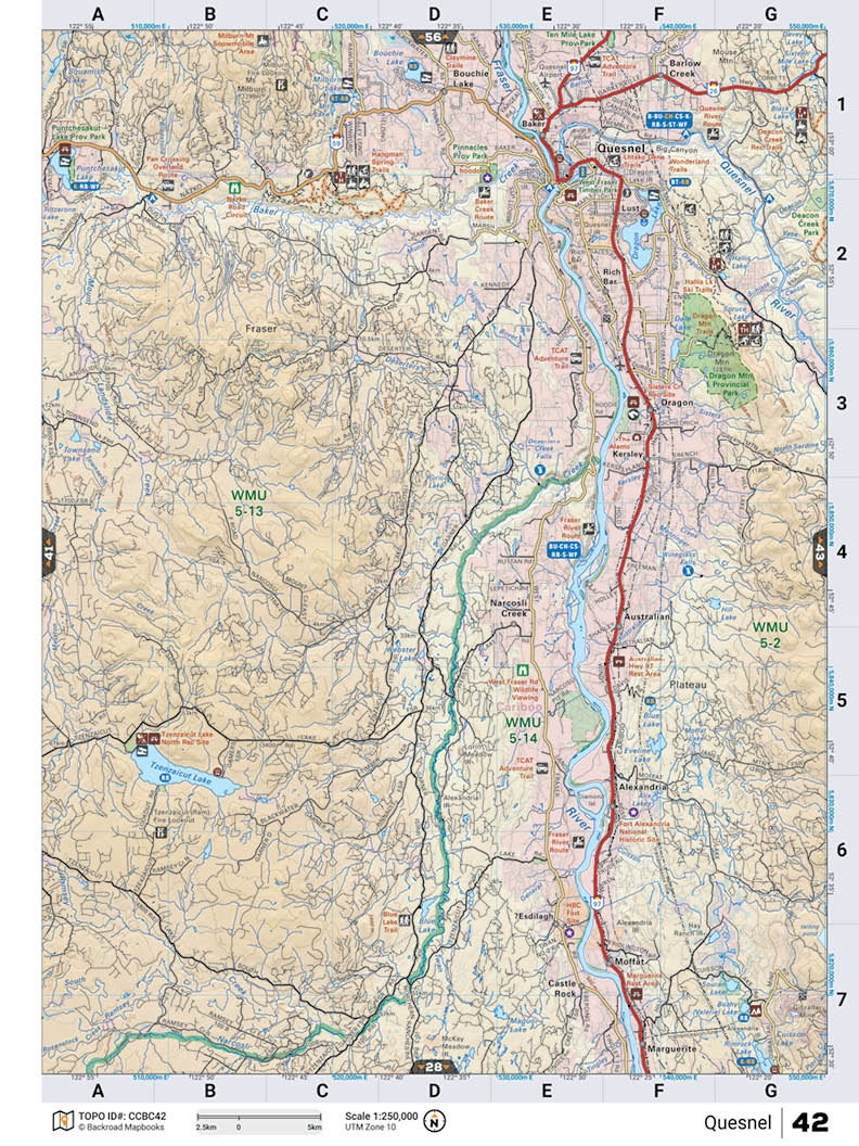 CCBC42 Wall Map - Quesnel – Backroad Maps