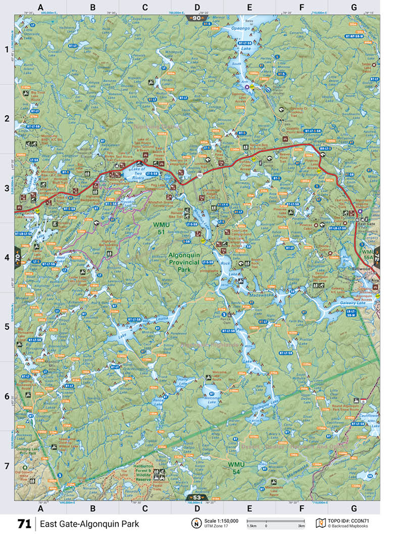 CCON71 TOPO Map - East Gate (Algonquin Park) – Backroad Maps