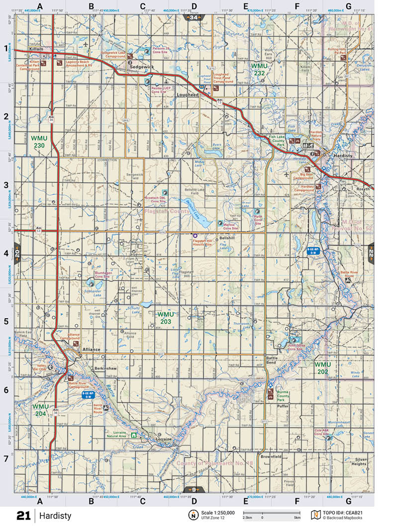 CEAB21 TOPO Map - Hardisty – Backroad Maps