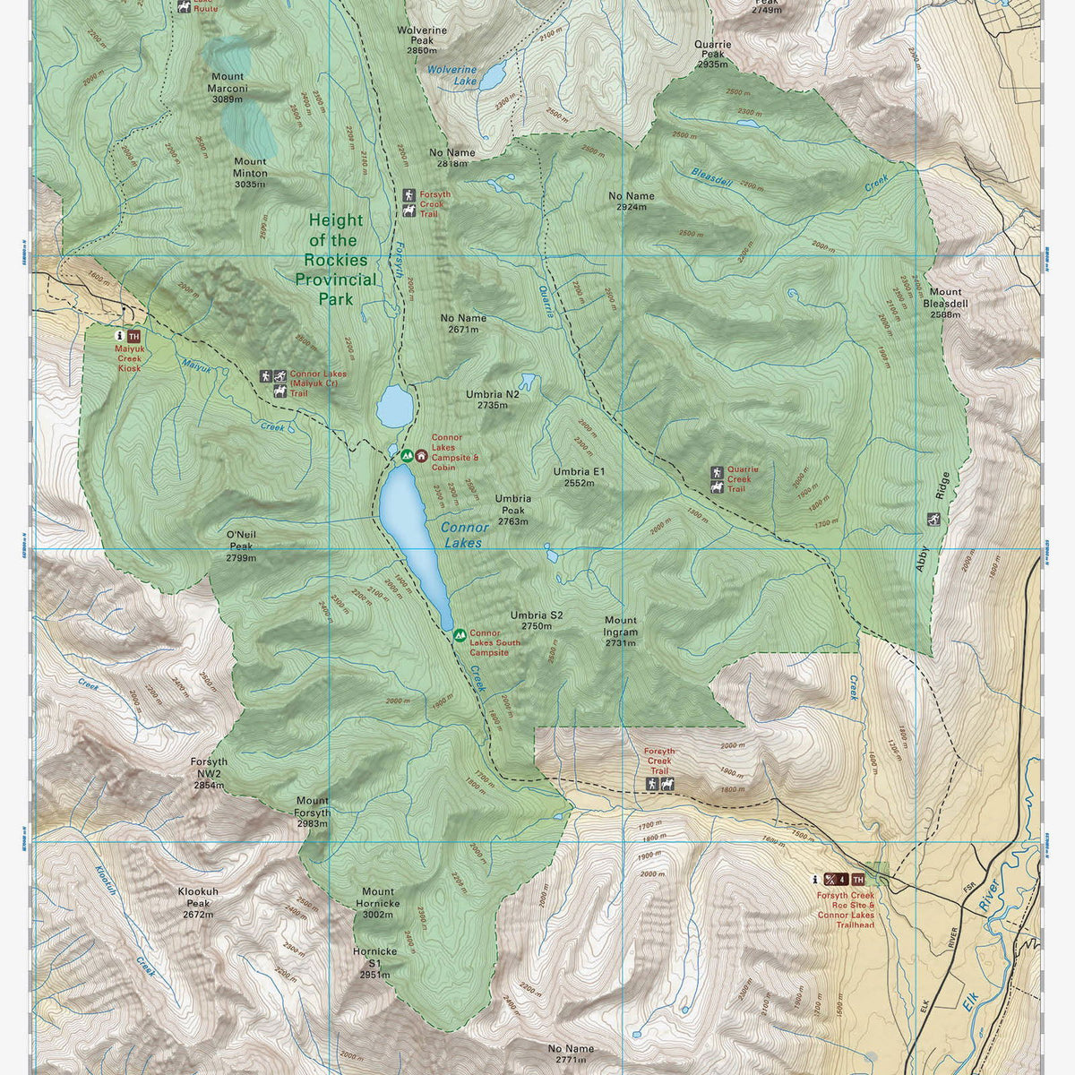 Connor Lakes - Height of the Rockies Provincial Park BC - Wall Map ...
