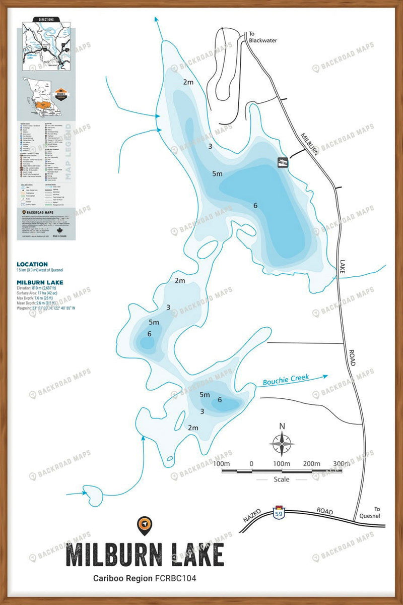 FCRBC104 Milburn Lake - Wall Map – Backroad Maps