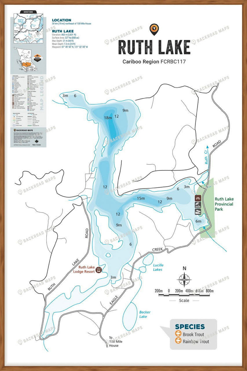 FCRBC117 Ruth Lake - Wall Map – Backroad Maps