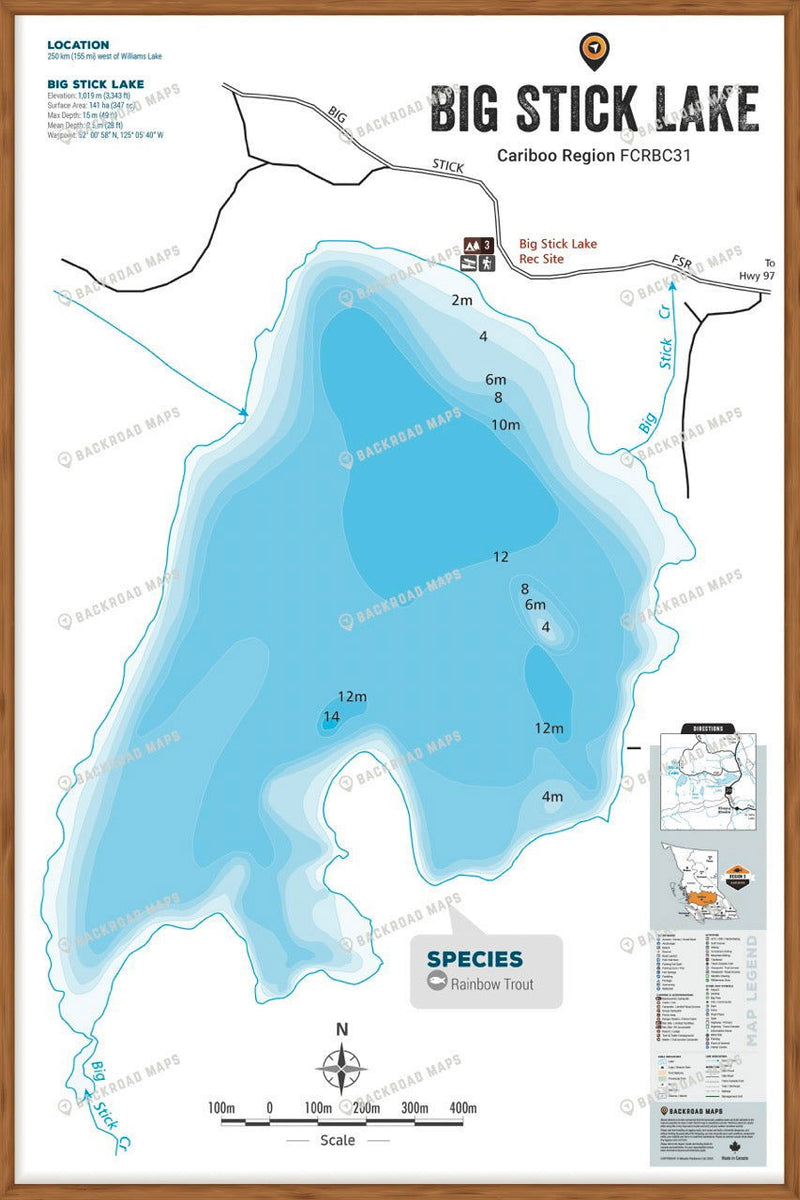 FCRBC31 Big Stick Lake - Wall Map – Backroad Maps