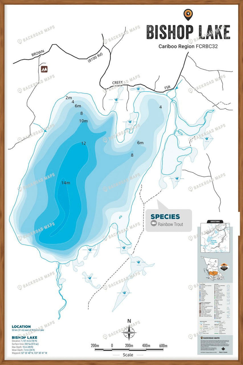 FCRBC32 Bishop Lake - Wall Map – Backroad Maps