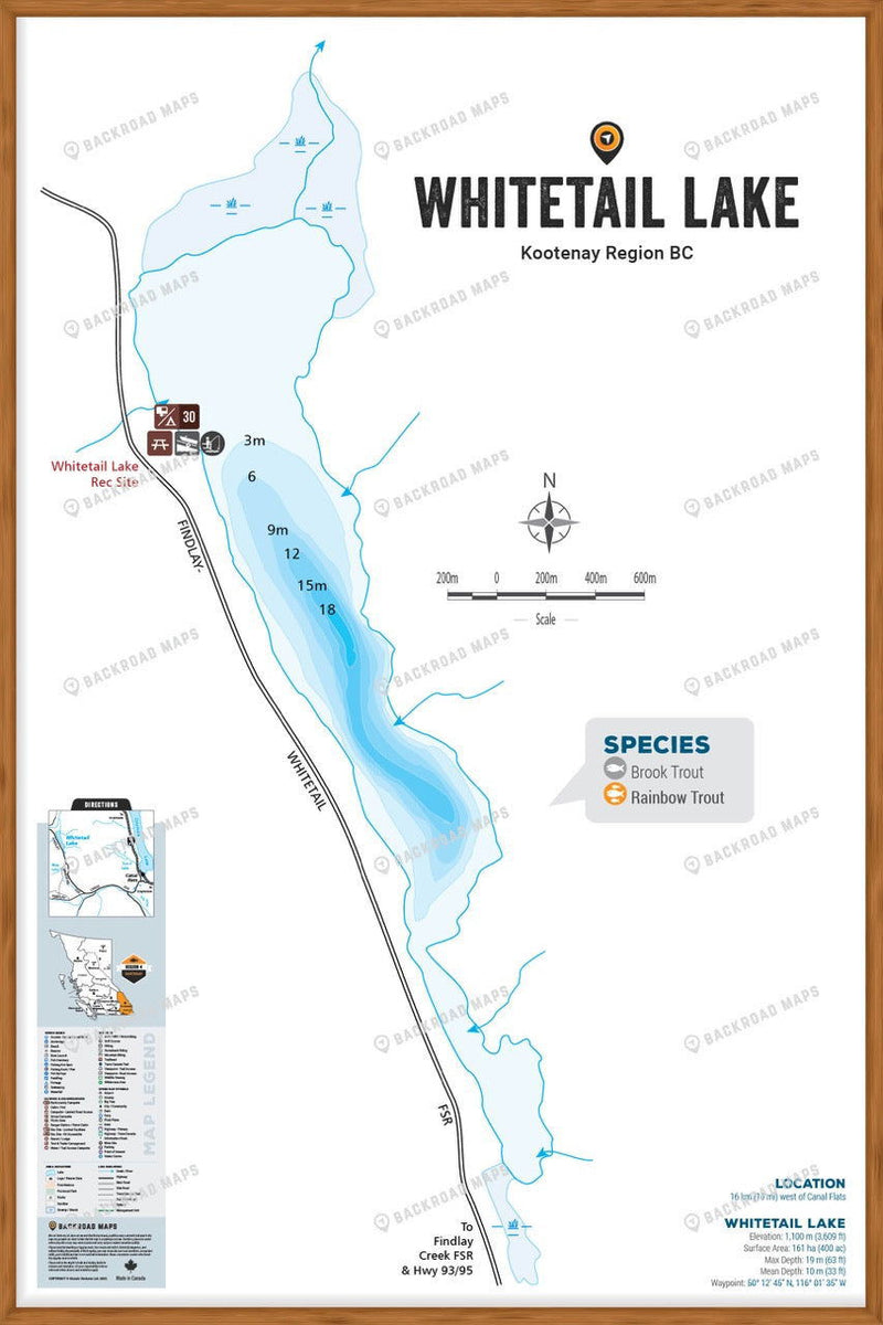 FKRBC115 Whitetail Lake - Wall Map – Backroad Maps