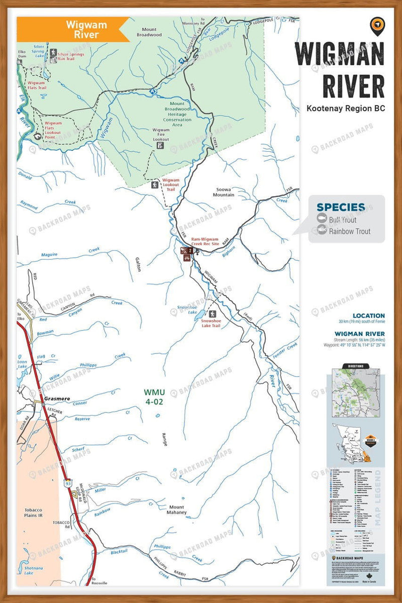 FKRBC116 Wigwam River - Wall Map – Backroad Maps