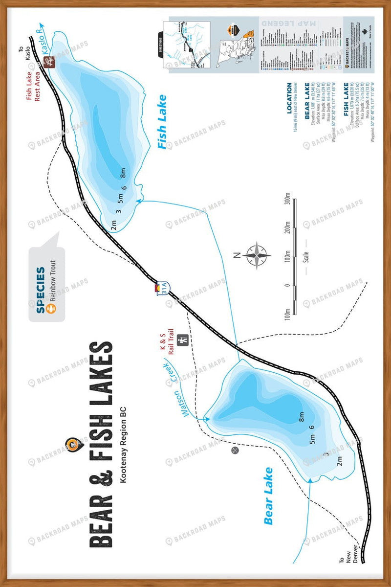 FKRBC25 Bear & Fish Lakes - Wall Map – Backroad Maps