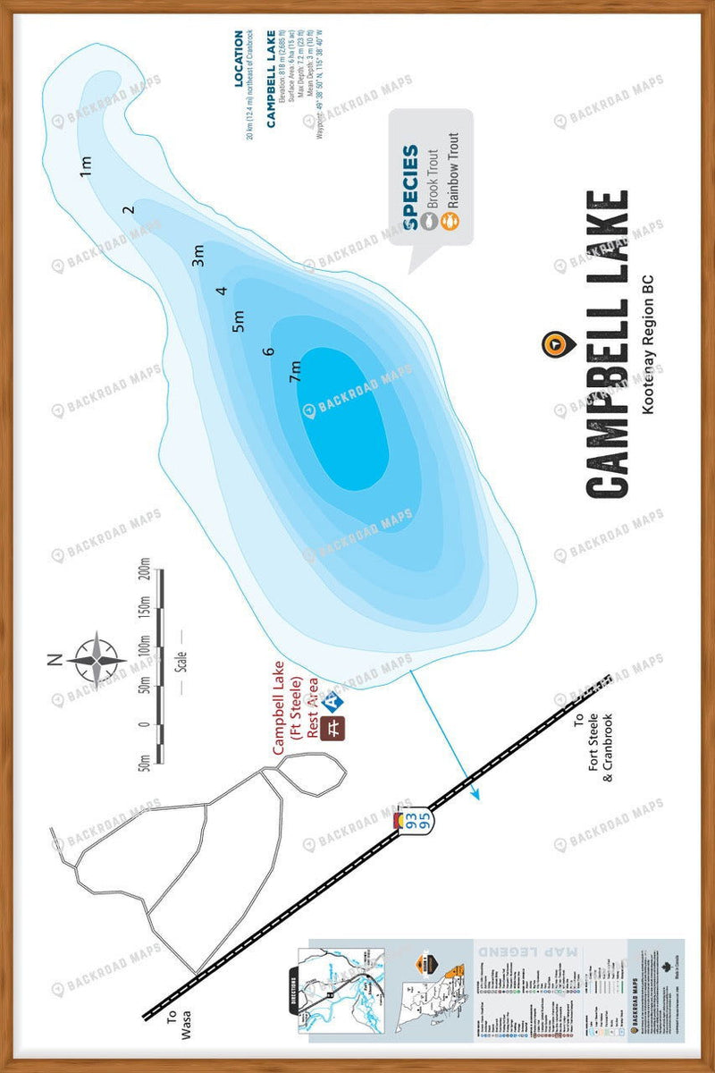 FKRBC37 Campbell Lake - Wall Map – Backroad Maps