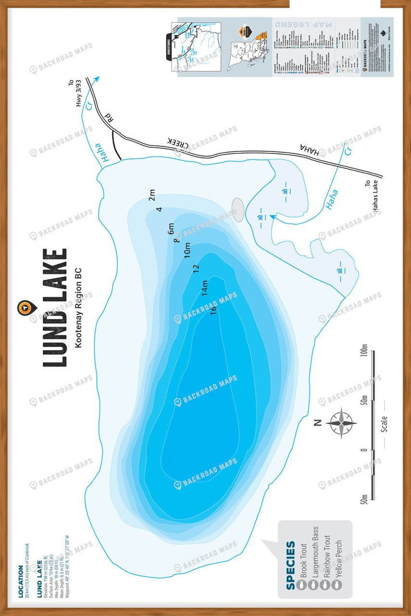 FKRBC80 Lund Lake - Wall Map – Backroad Maps