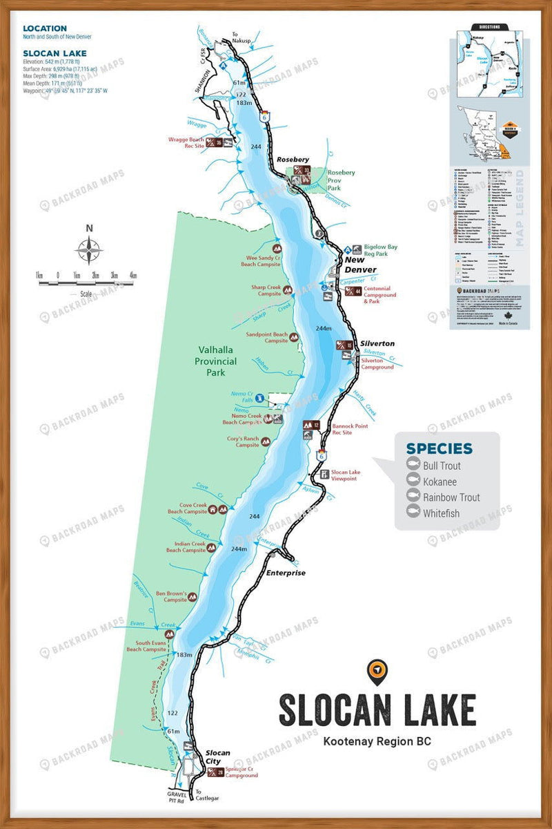FKRBC97 Slocan Lake - Wall Map – Backroad Maps