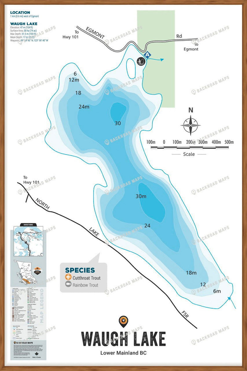 FLMBC111 Waugh Lake - Wall Map – Backroad Maps