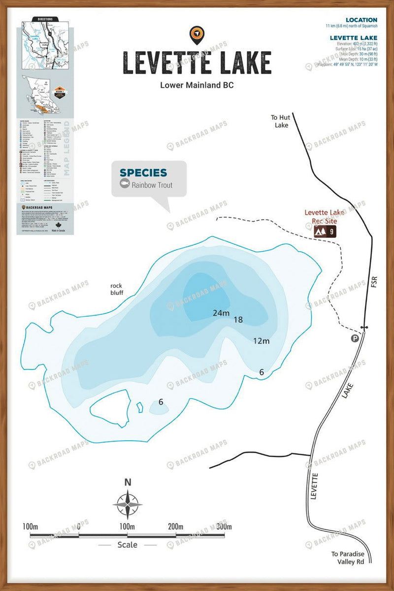 FLMBC72 Levette Lake - Wall Map – Backroad Maps