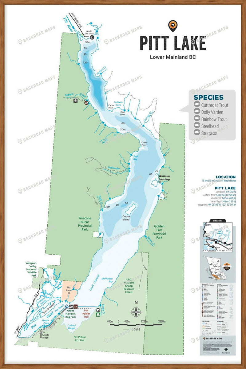 FLMBC87 Pitt Lake - Wall Map – Backroad Maps