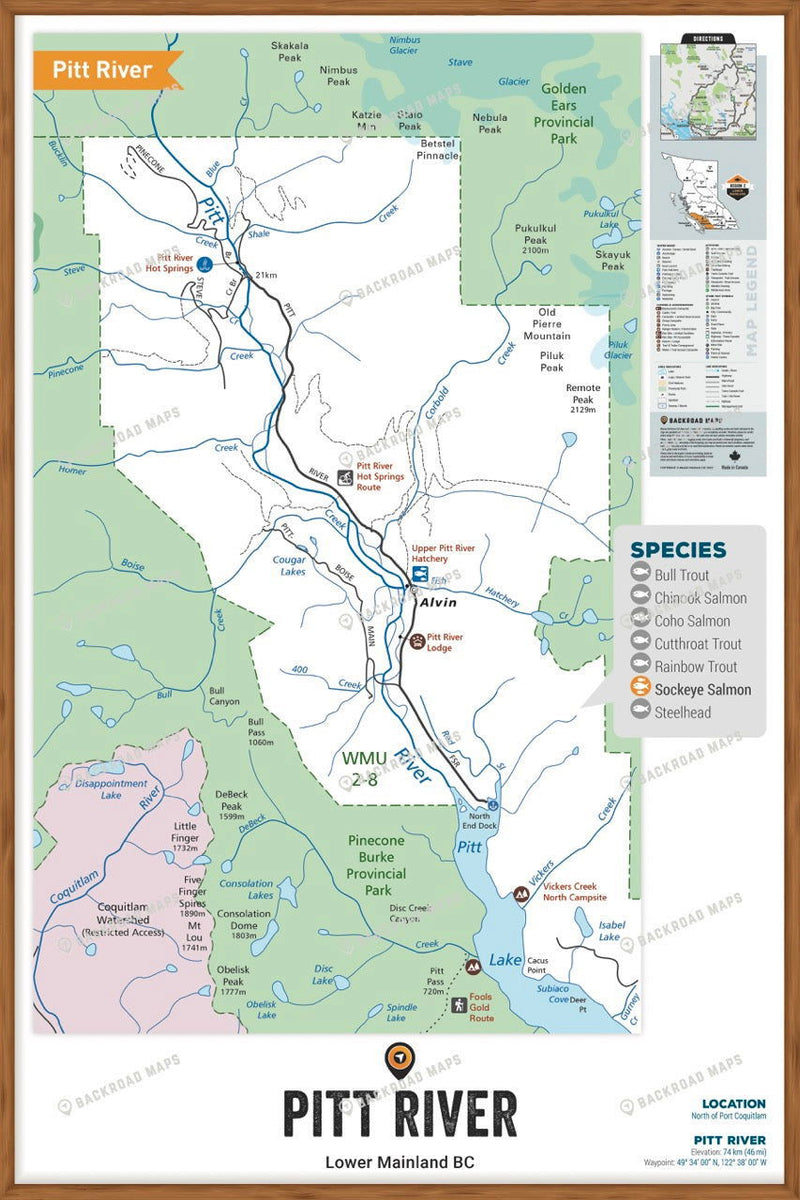 FLMBC88 Pitt River - Wall Map – Backroad Maps