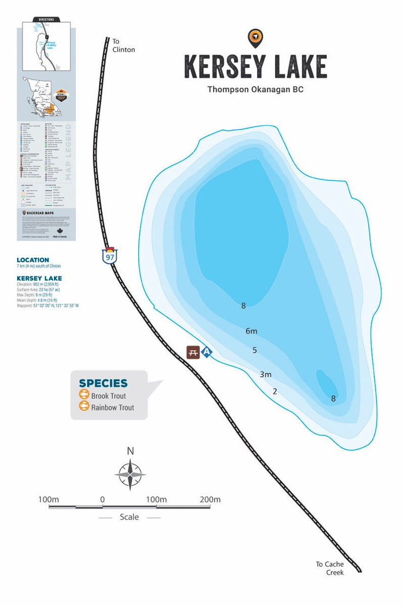 FTOBC105 Kersey Lake - Wall Map – Backroad Maps
