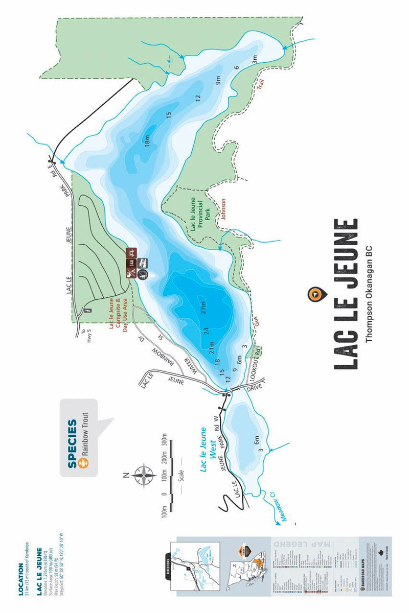 FTOBC111 Lac Le Jeune - Wall Map – Backroad Maps