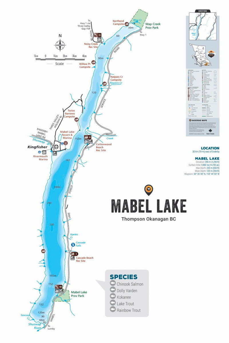 FTOBC124 Mabel Lake - Wall Map – Backroad Maps