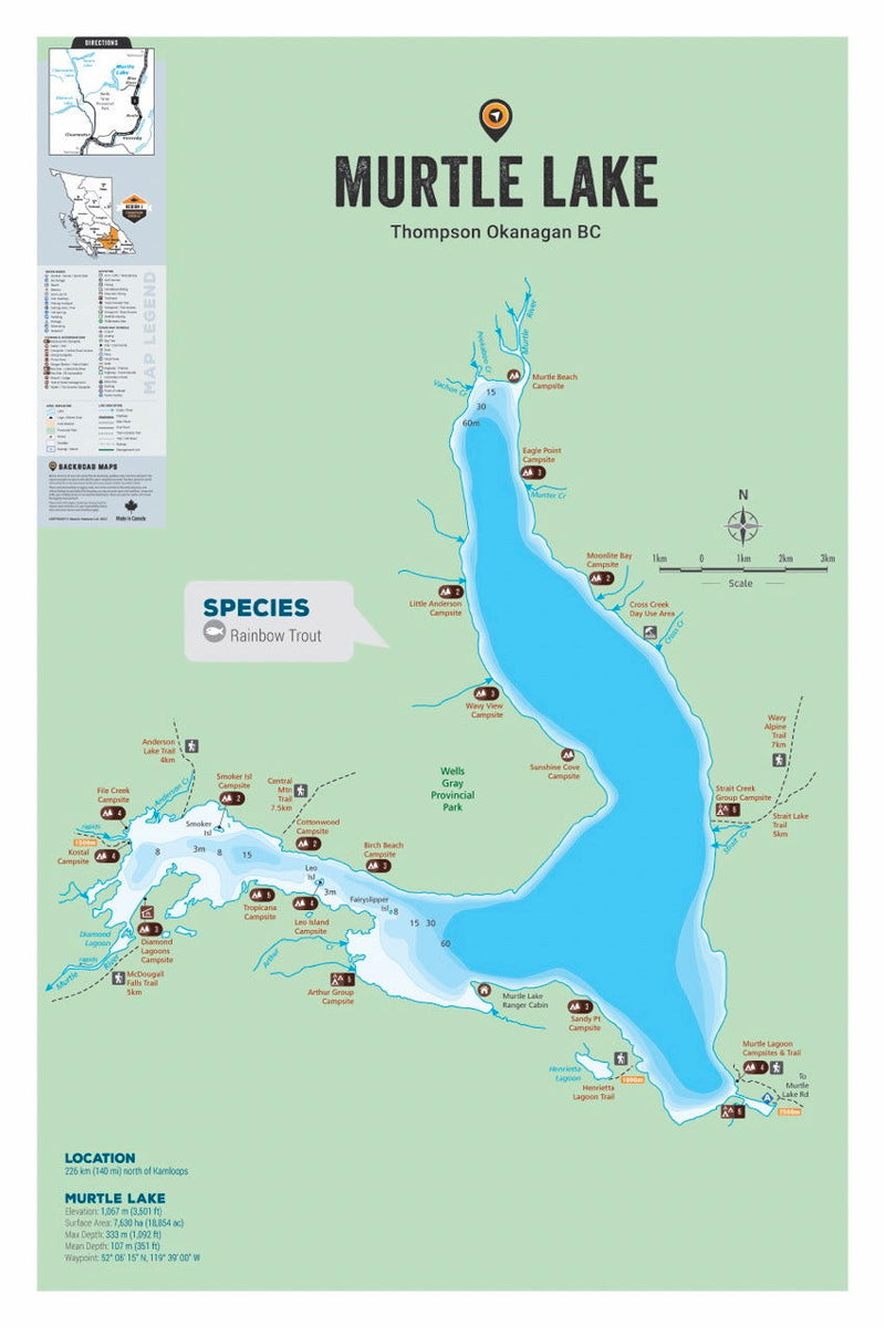 FTOBC139 Murtle Lake - Wall Map – Backroad Maps