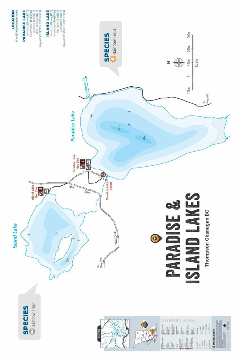 FTOBC153 Paradise & Island Lake - Wall Map – Backroad Maps
