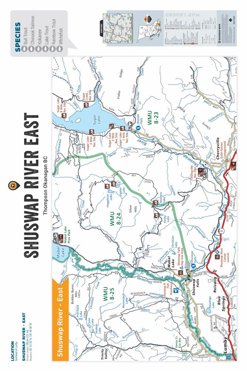 FTOBC182 Shuswap River (East) - Wall Map – Backroad Maps