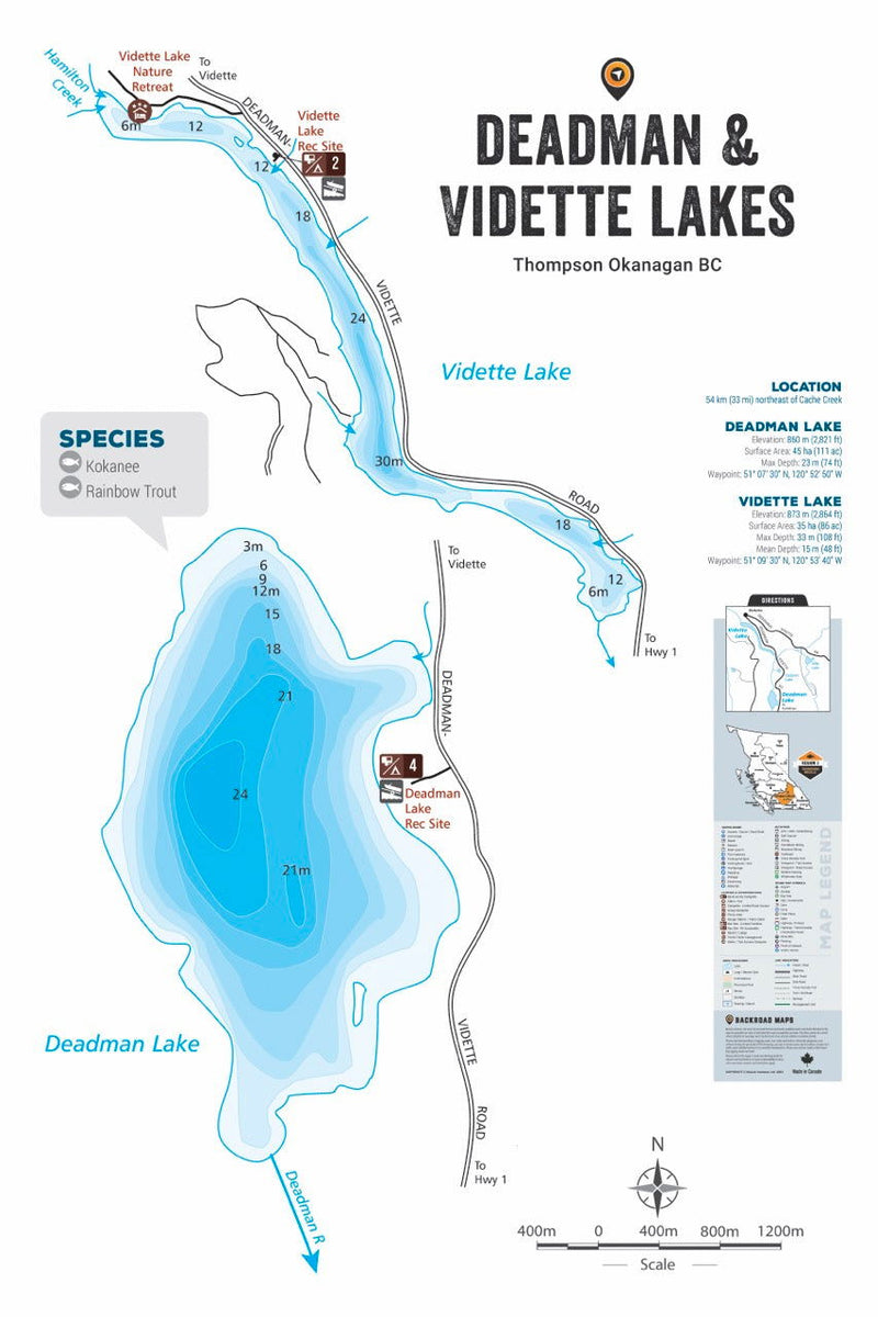 FTOBC52 Deadman & Vidette Lakes - Wall Map – Backroad Maps