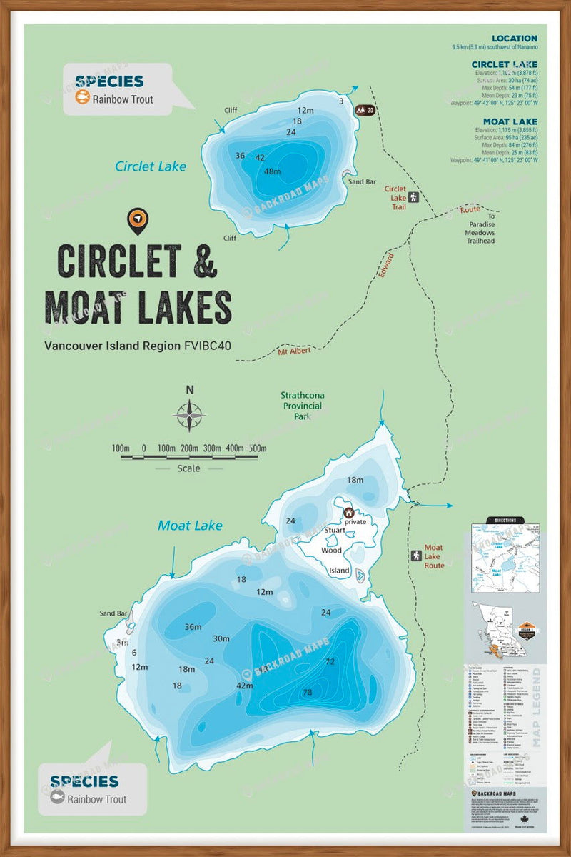 FVIBC40 Circlet & Moat Lakes - Wall Map – Backroad Maps