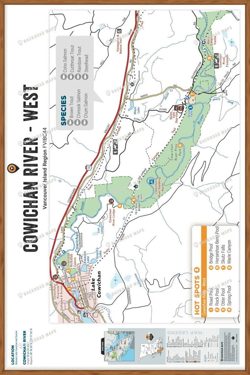 FVIBC44 - Cowichan River (West) - Wall Map – Backroad Maps