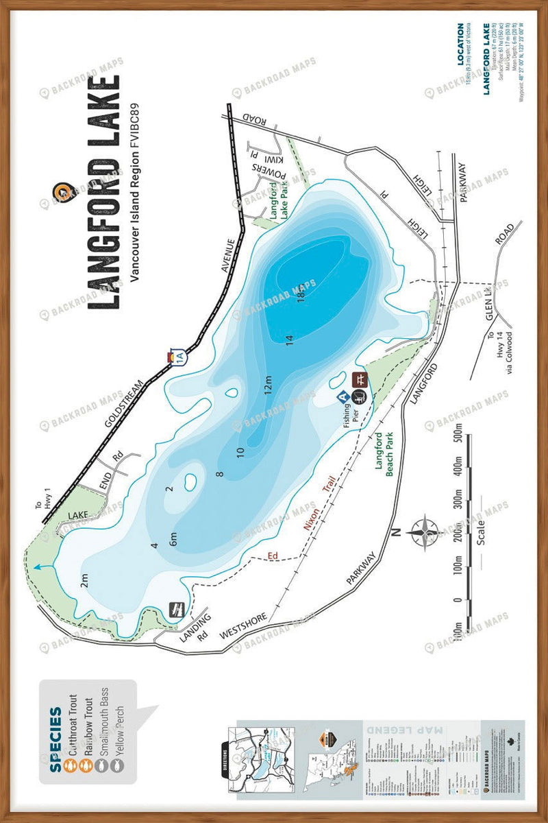 FVIBC89 Langford Lake - Wall Map – Backroad Maps