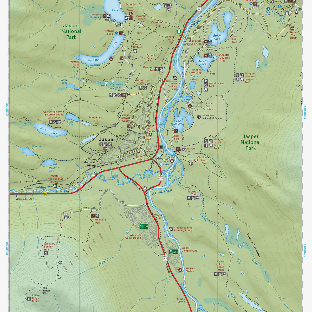 Jasper & Area - Jasper National Park AB - Wall Map – Backroad Maps