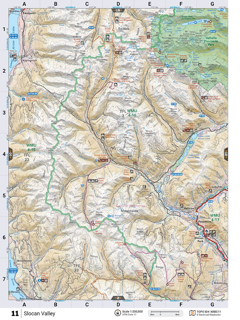 KRBC11 Wall Map - Slocan Valley – Backroad Maps