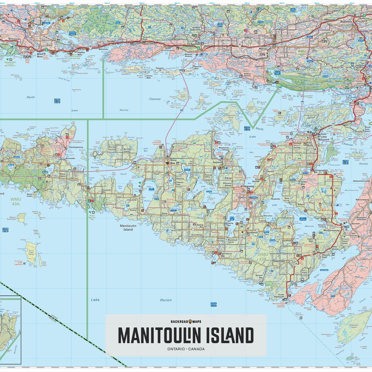 Manitoulin Island ON - Wall Map - Wall Map – Backroad Maps
