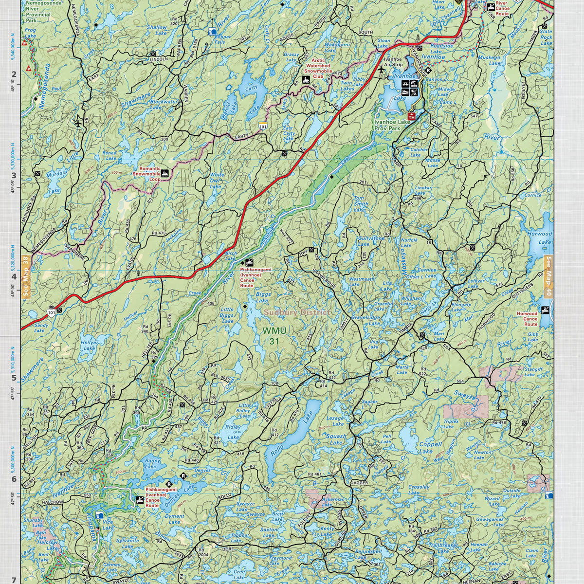 NEON39 Wall Map - Foleyet – Backroad Maps