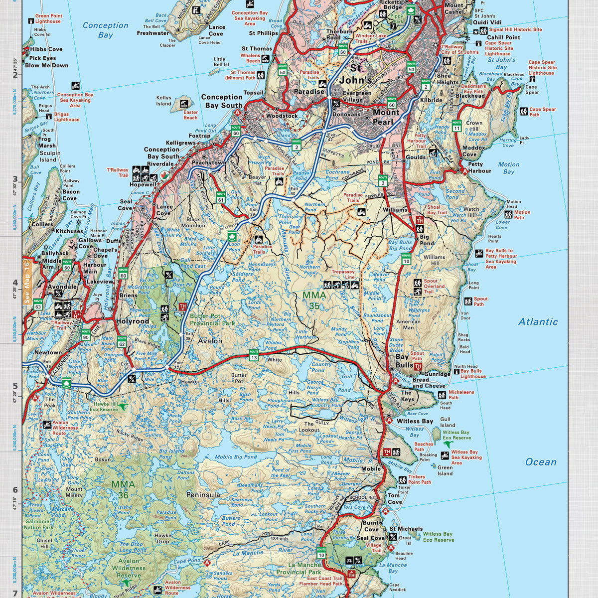 NFLD17 Wall Map - St John's – Backroad Maps