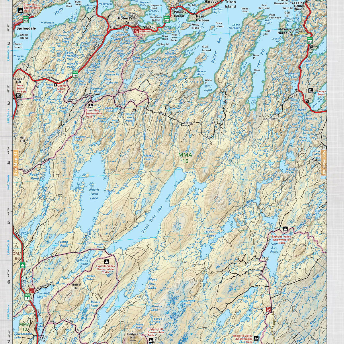 NFLD43 Wall Map - Robert's Arm – Backroad Maps