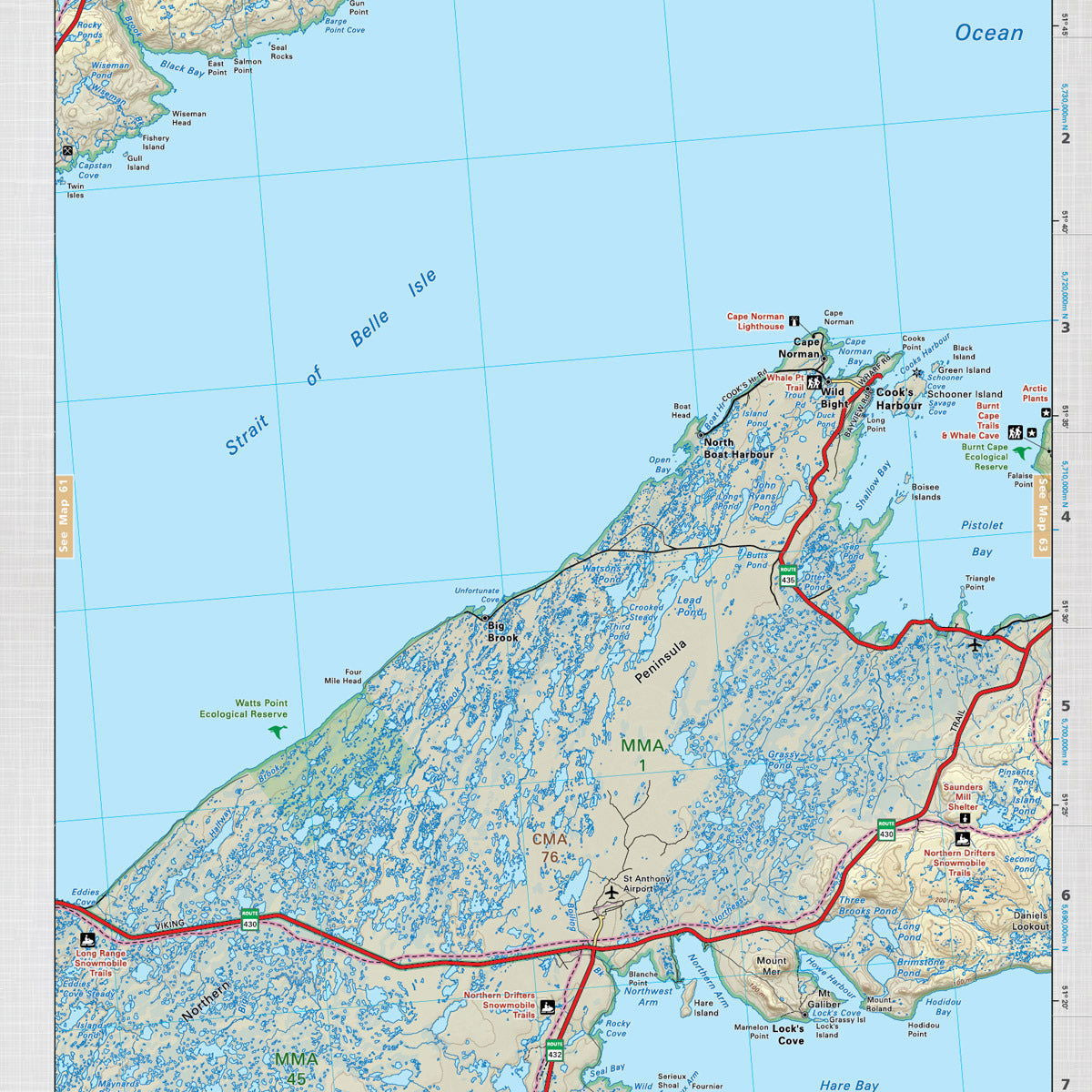 NFLD62 Wall Map - Cook's Harbour – Backroad Maps