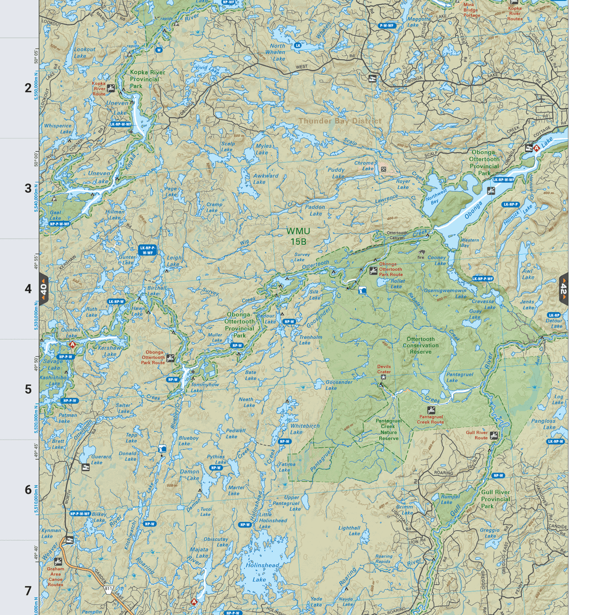 NWON41 TOPO Map - Obonga-Ottertooth Park – Backroad Maps