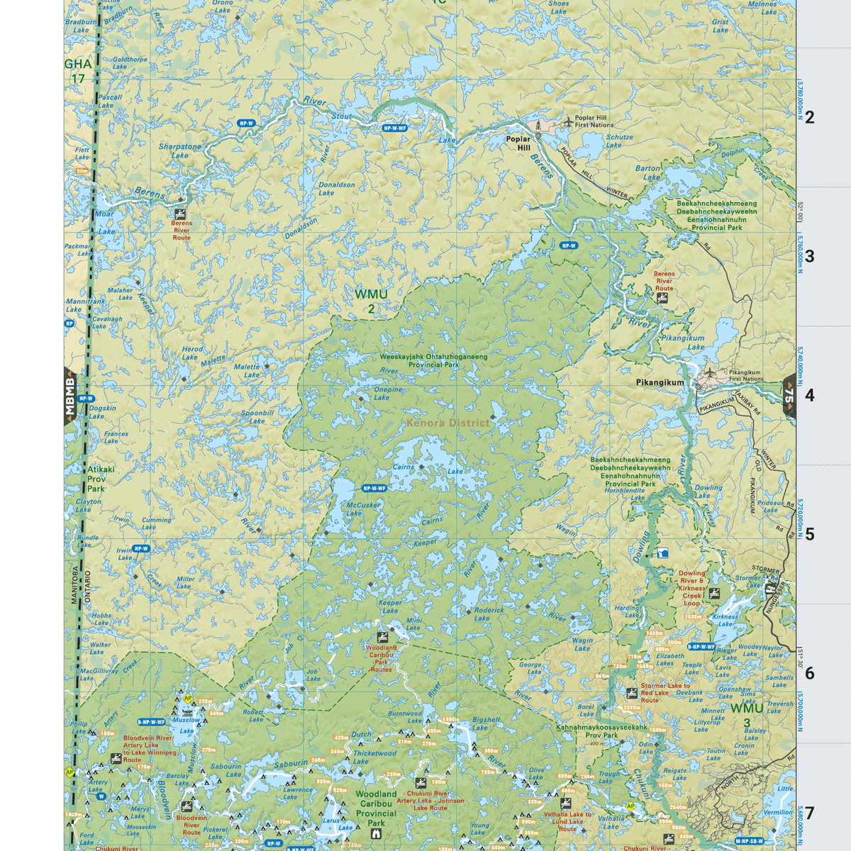 NWON74 Wall Map - Pikangikum – Backroad Maps