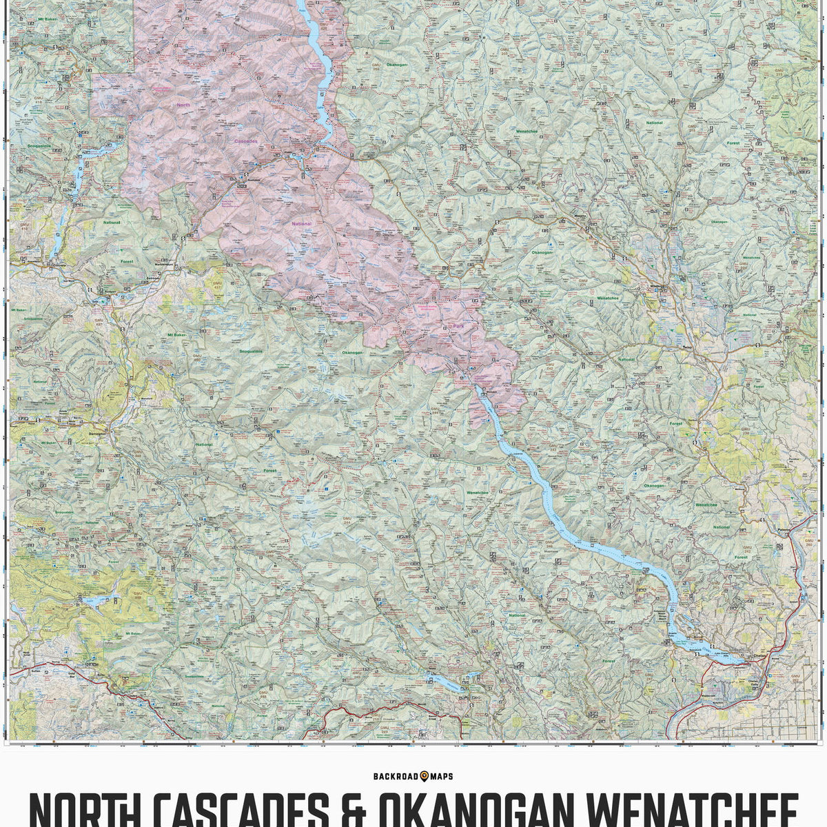 North Cascades, Okanogan Wenatchee, Washington State - Wall Map ...