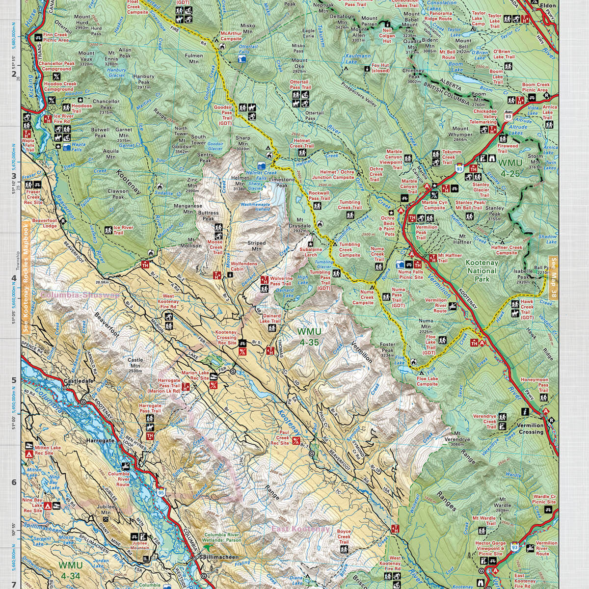 SOAB37 Wall Map - Yoho National Park – Backroad Maps