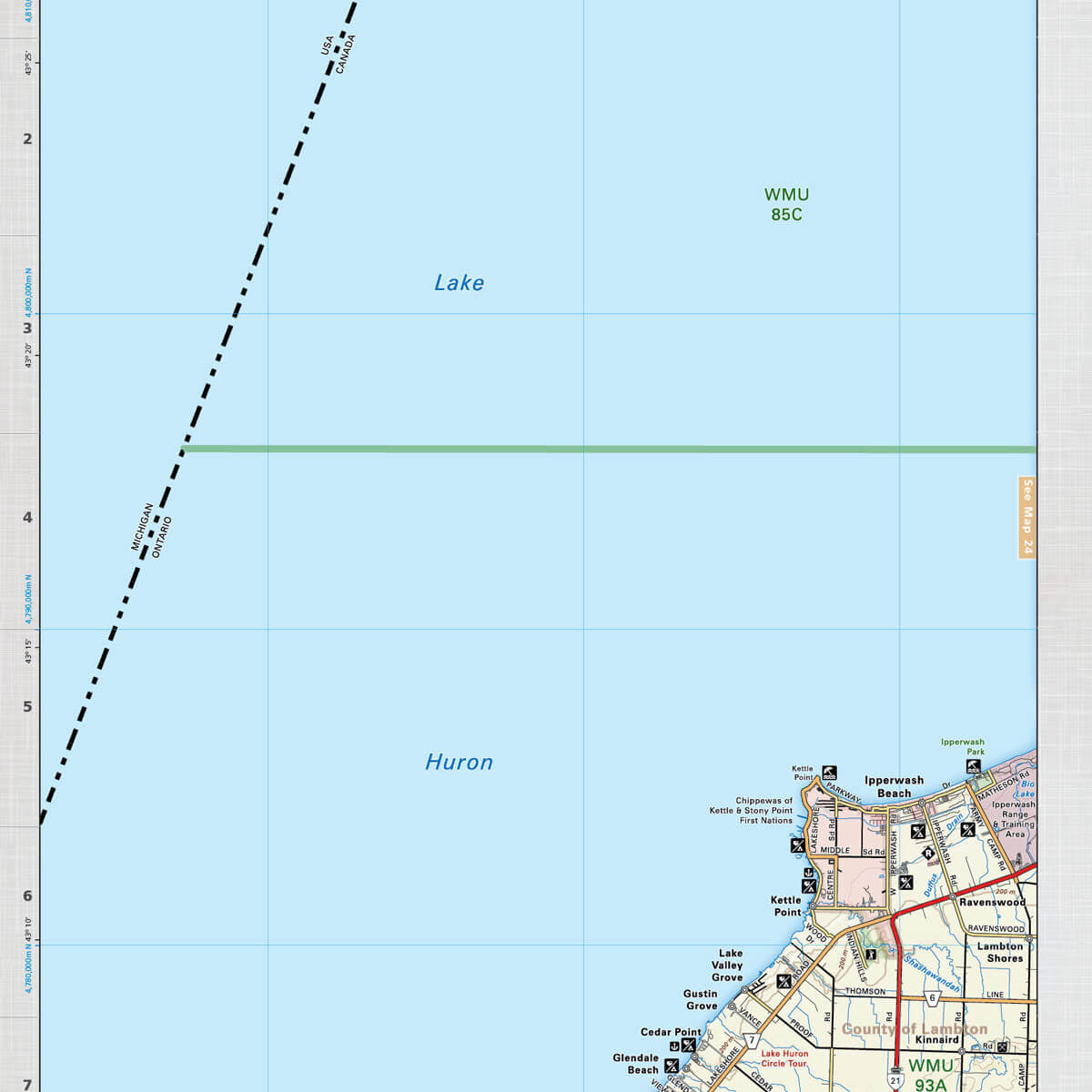 SOON23 Wall Map - Ipperwash Beach – Backroad Maps