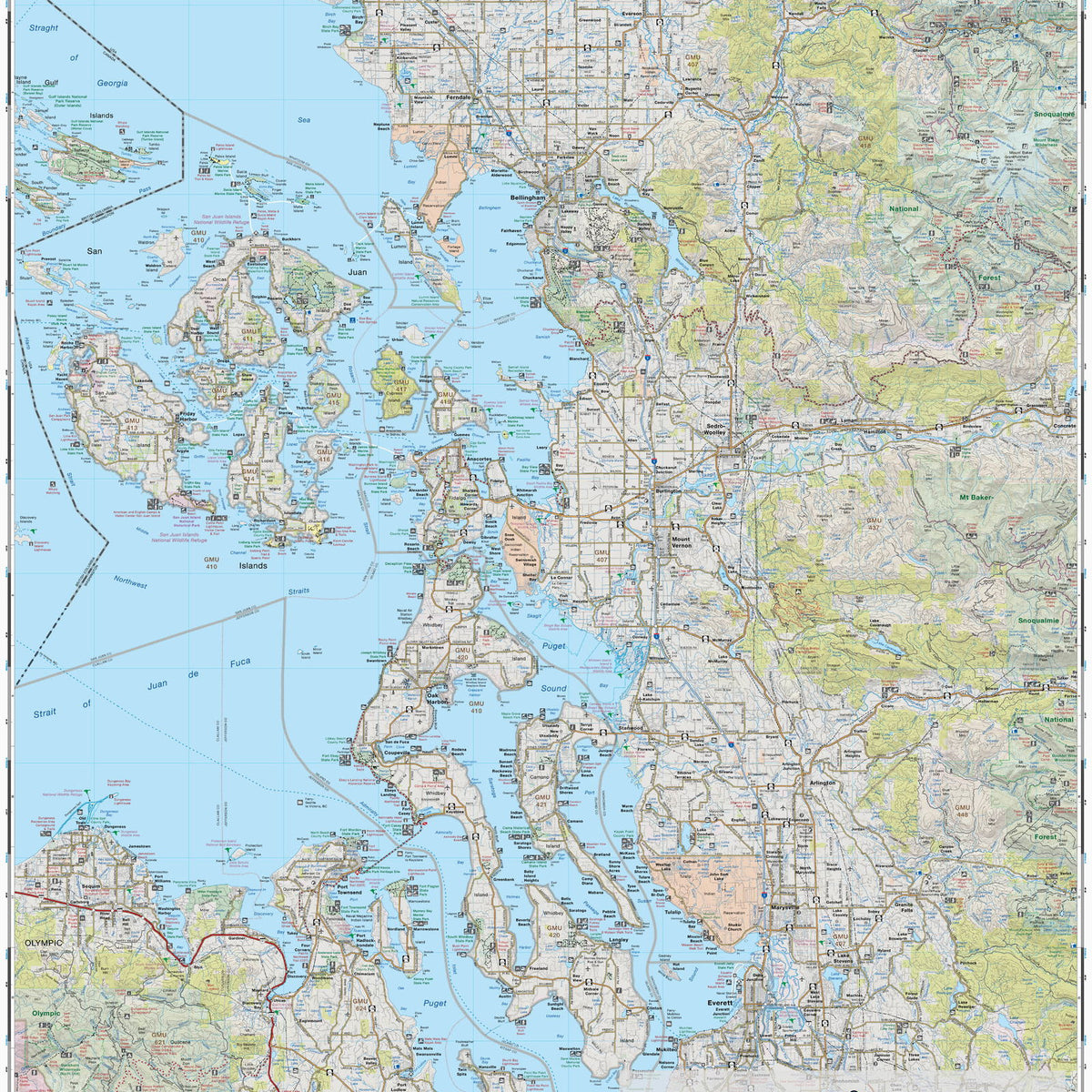 San Juan Islands & Mount Baker, Washington State - Wall Map – Backroad Maps