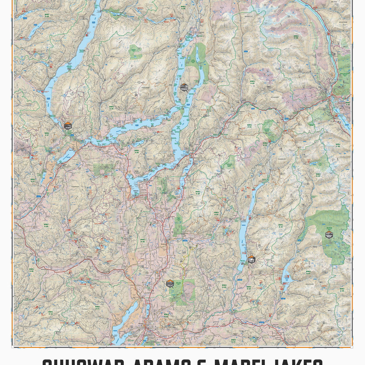 Shuswap, Adams & Mabel Lakes, BC - Wall Map – Backroad Maps