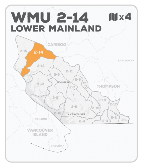 WMU 2-14 Hunting Bundle - Lower Mainland Region BC (9 maps) – Backroad Maps