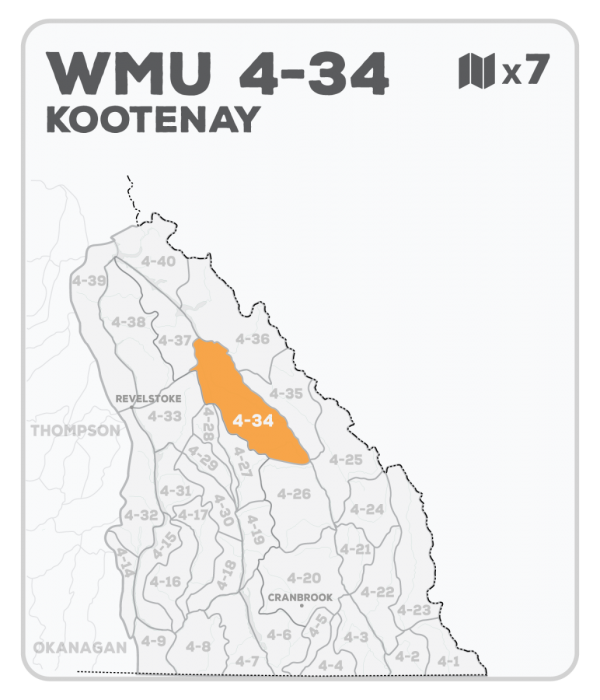 WMU 4-34 Hunting Bundle - Kootenay Region BC (7 maps) – Backroad Maps